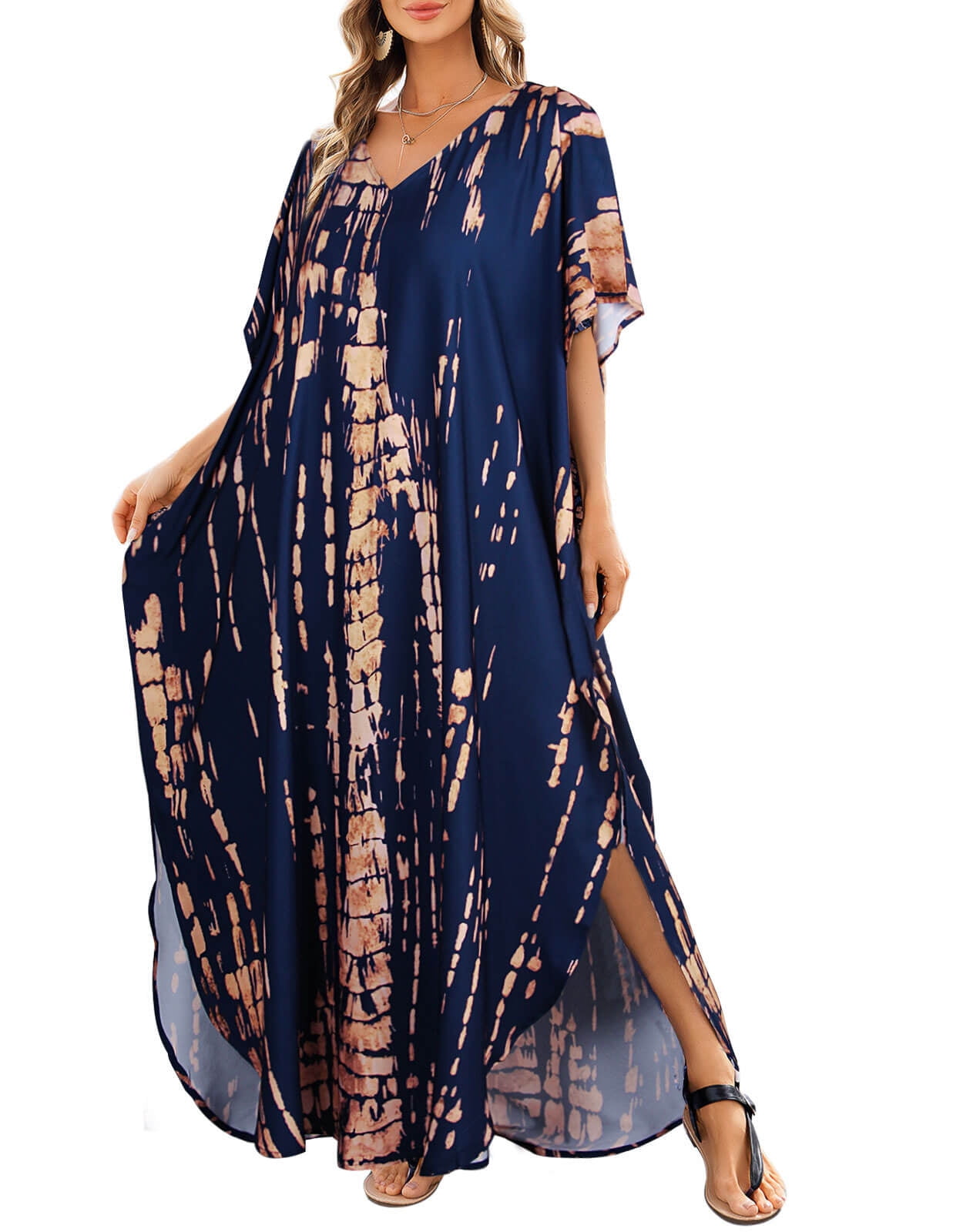 Bathing Suit Cover Ups for Women Plus Size V-Neck Side Split Swimwear ...