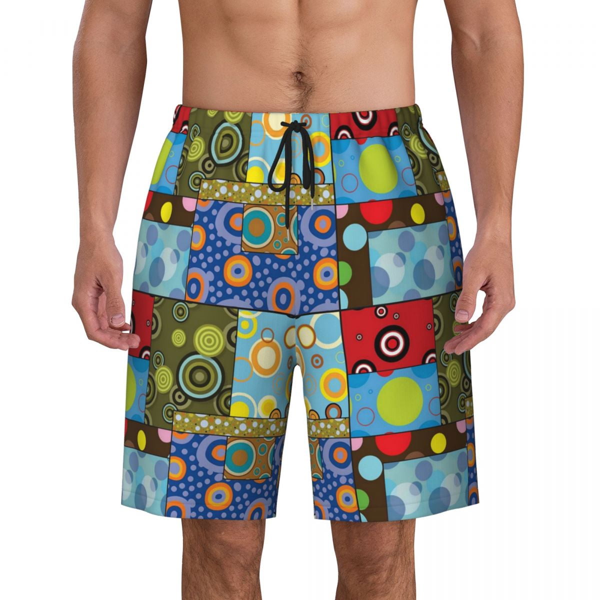 Bathing Suit Patchwork Print Board Shorts Summer Geomatric Casual Board ...