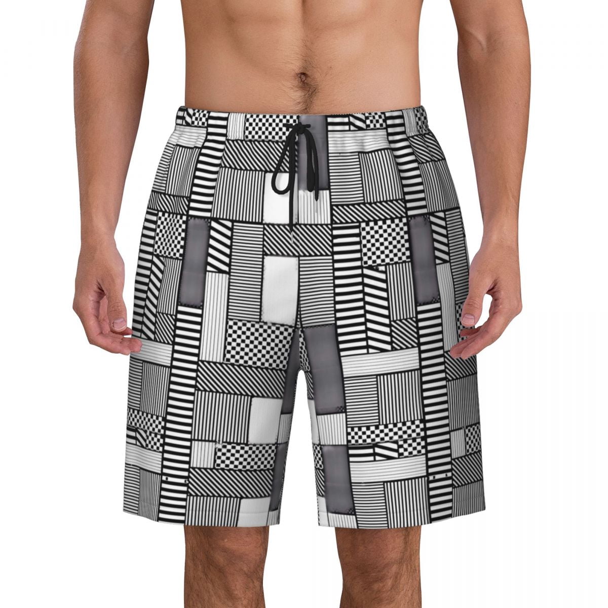 Bathing Suit Patchwork Print Board Shorts Summer Geomatric Casual Board ...