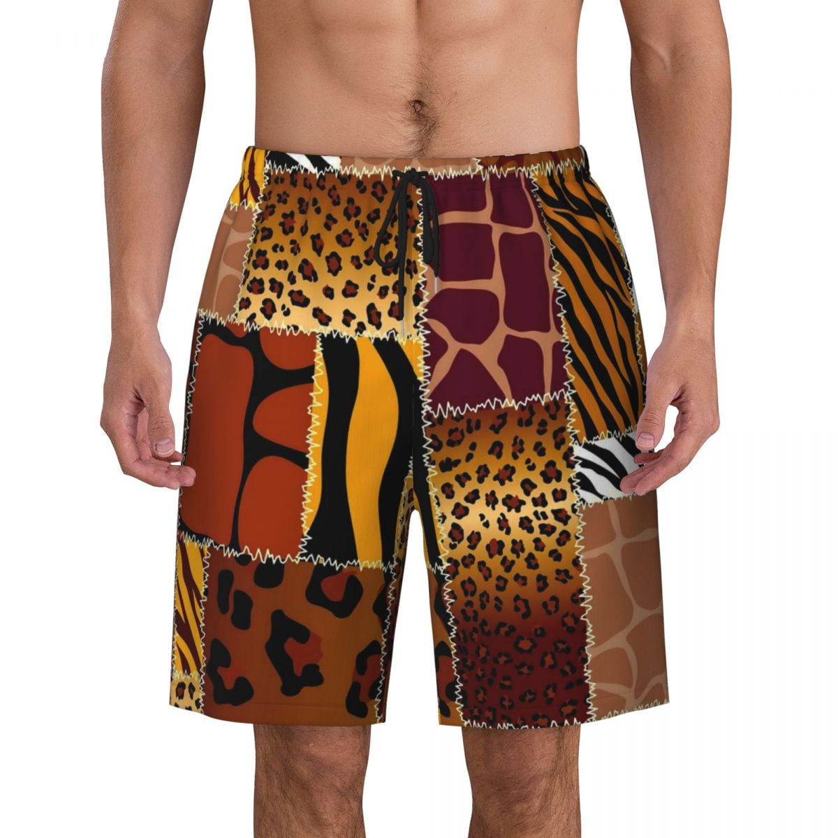 Bathing Suit Patchwork Print Board Shorts Summer Geomatric Casual Board ...
