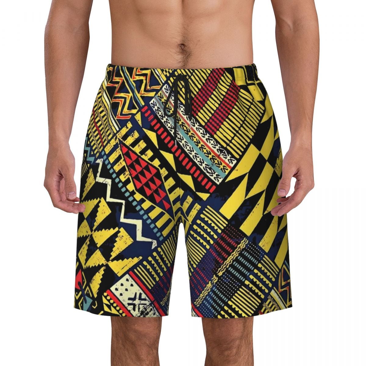 Bathing Suit Patchwork Print Board Shorts Summer Geomatric Casual Board ...