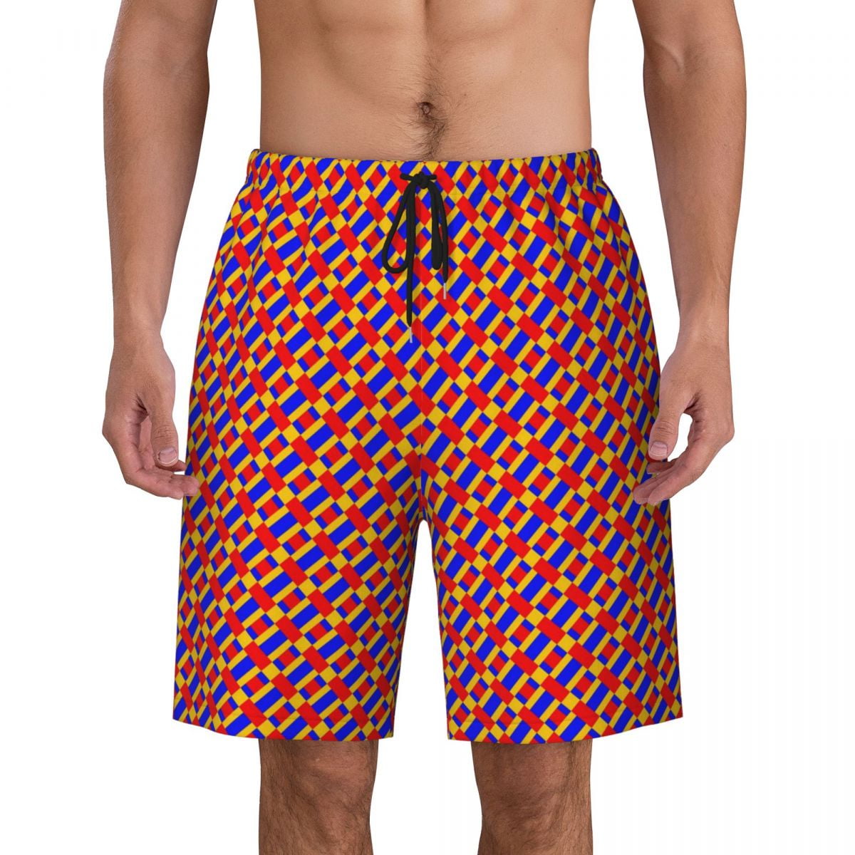 Bathing Suit Patchwork Print Board Shorts Summer Geomatric Casual Board ...