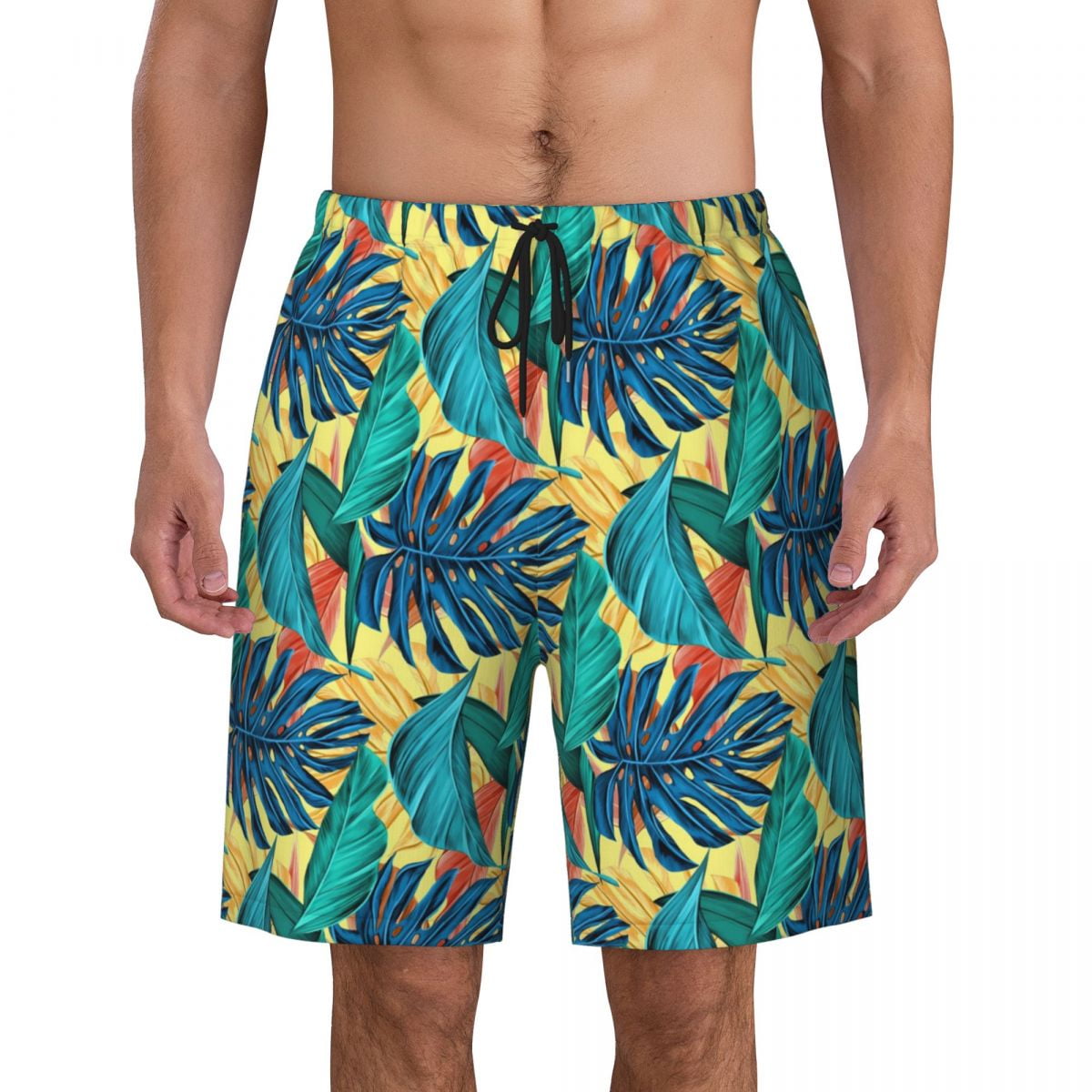 Bathing Suit Tropical Plant Gym Shorts Summer Palm Leaves Stylish Beach ...