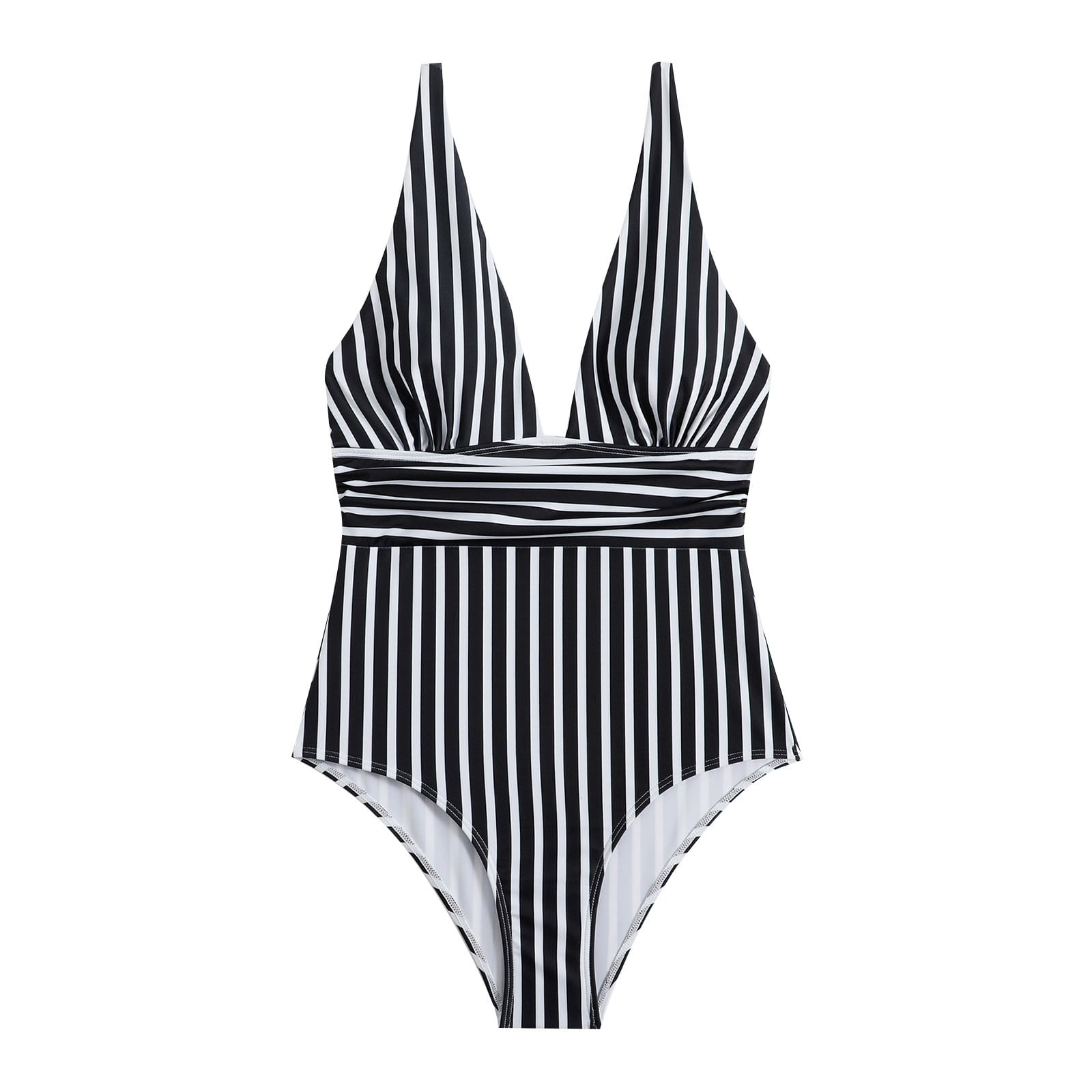 Bathing Suit for Women V-Neck Tummy Control One Piece Womens Striped ...