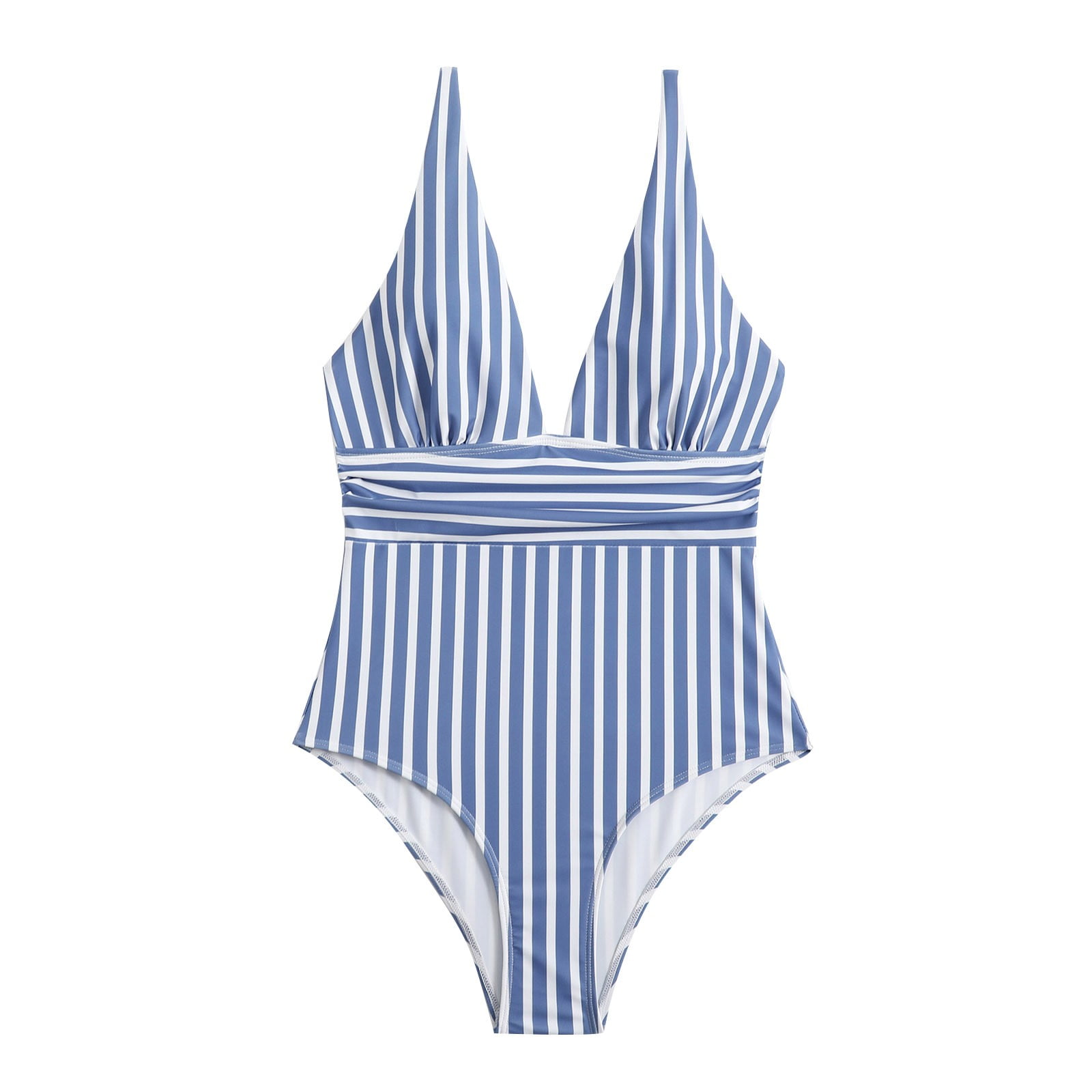 Bathing Suit for Women V-Neck Tummy Control One Piece Womens Striped ...