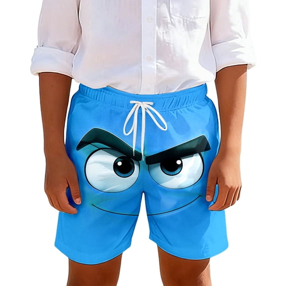 Bathing Suit for Boy Cartoon Face Print Comfortable Elastic Waist Boys ...