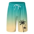 Bathing Suit for Men Coconut Tree Print Gradient Color Mesh Lined ...