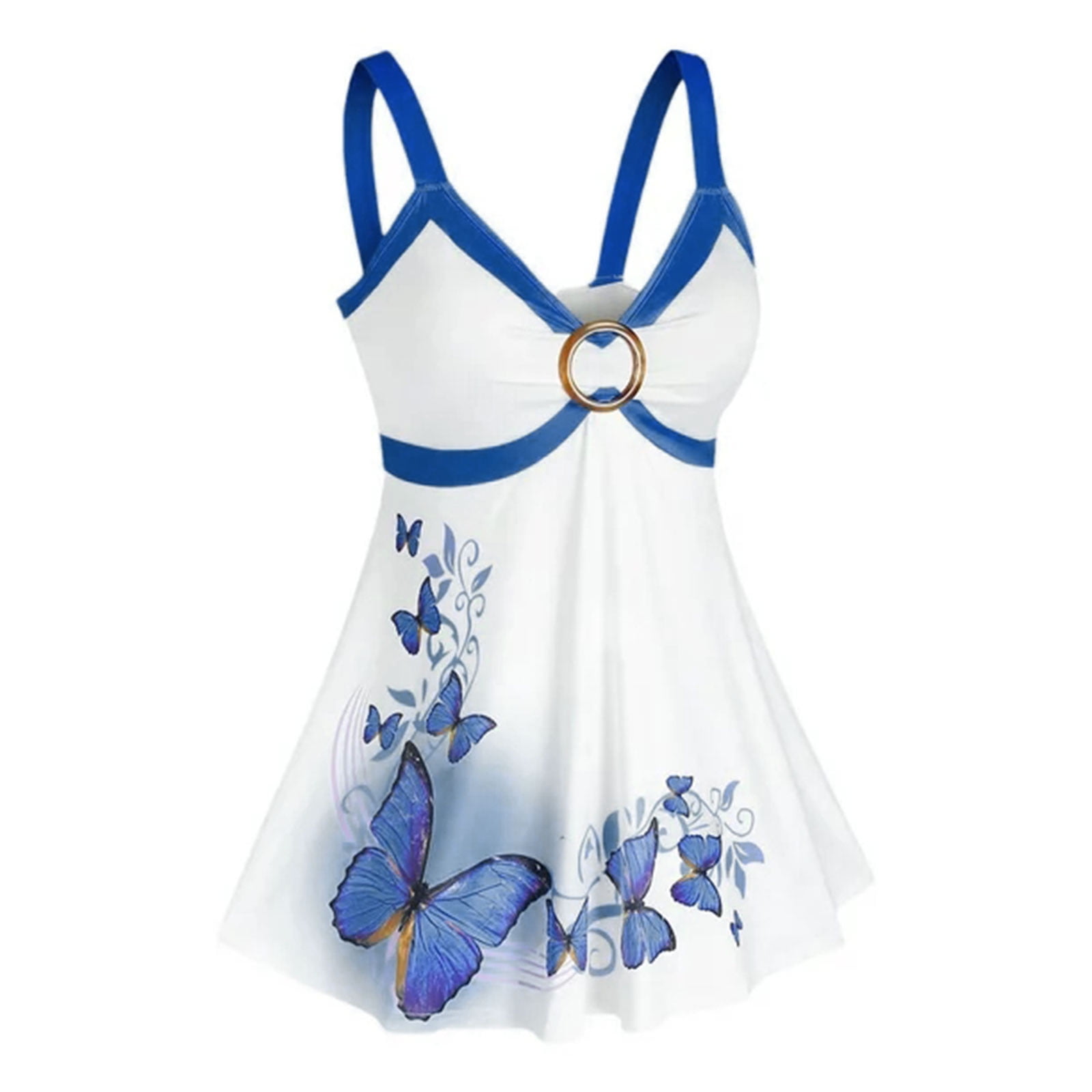 Bathing Suit for Women Tankini Plus Size Butterfly Print O Ring Tank ...
