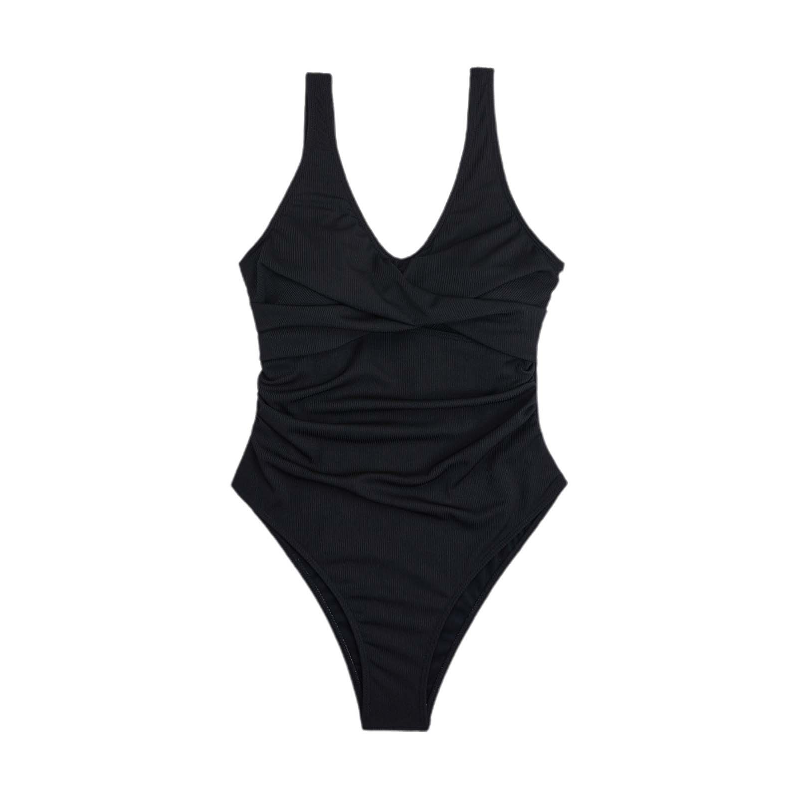 Bathing Suit for Women V-Neck Spahetti Straps Tummy Control One Piece ...