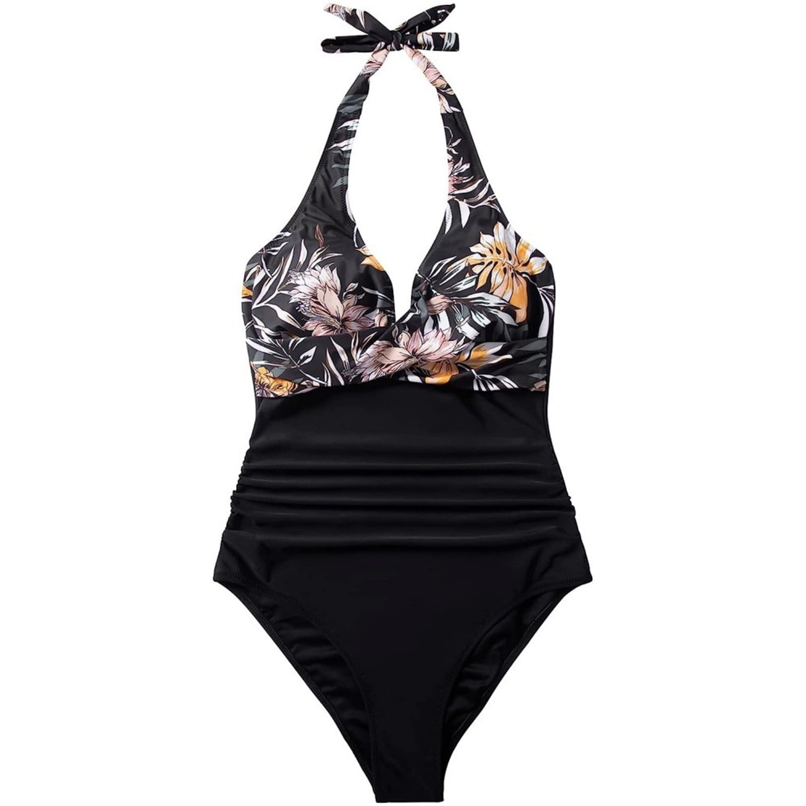 Bathing Suit for Women V-Neck Tummy Control One Piece Ladies Summer ...
