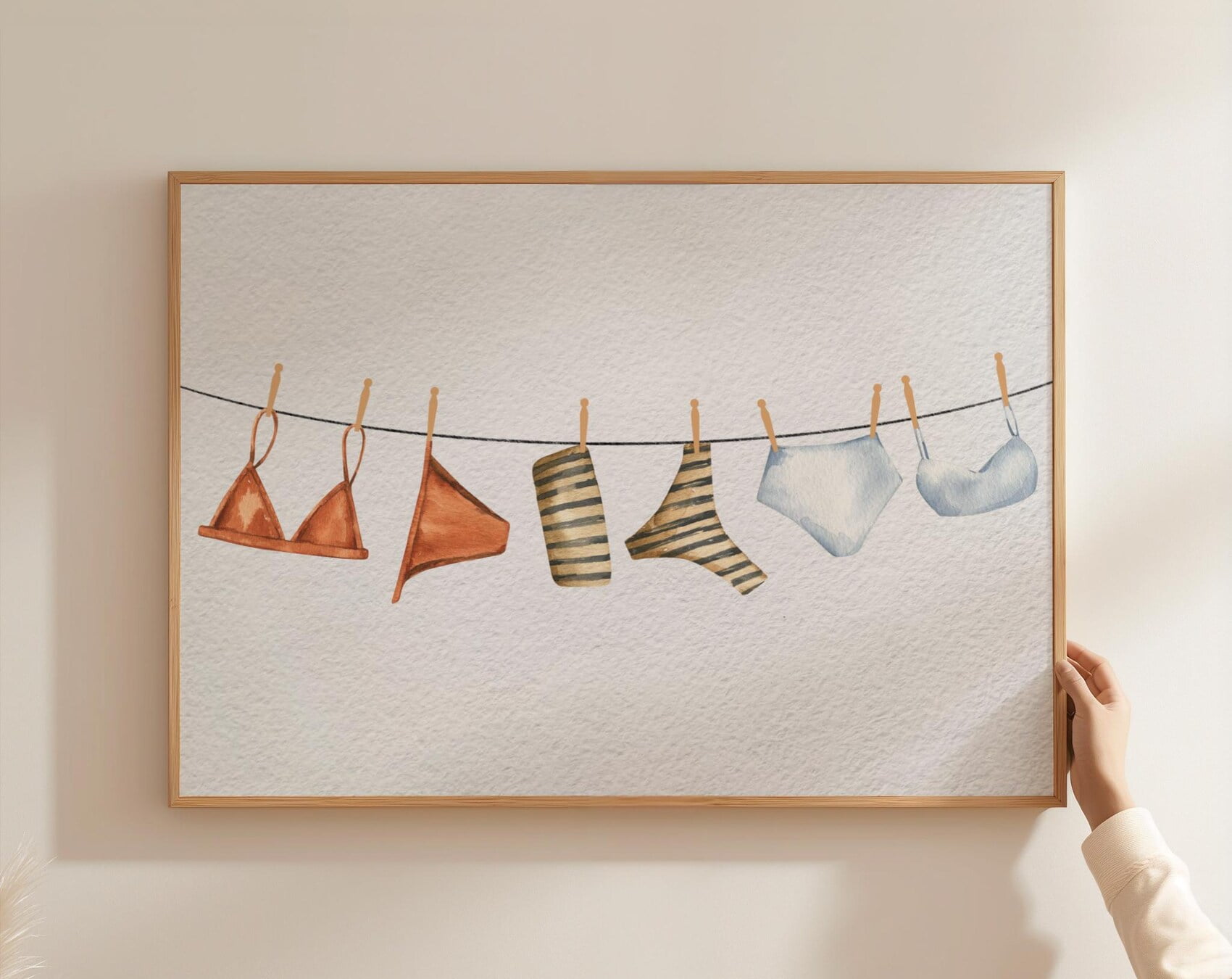 Bathing Suits Clothesline Swimming Print | Vintage Swimsuit Beach ...