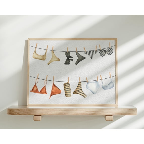 Bathing Suits Clothesline Swimming Print Vintage Swimsuit Beach ...