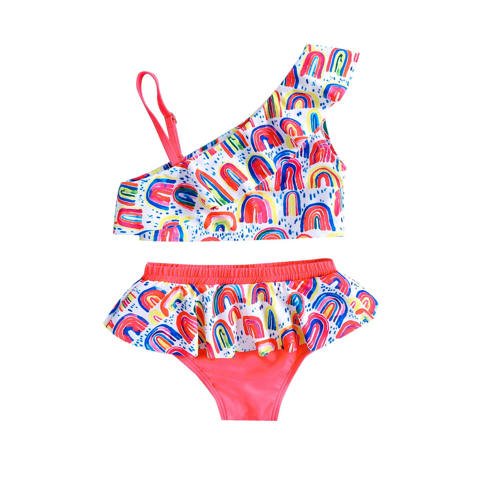 Bathing Suits Girls Rainbow Swimsuit Polyester Dress Hot Spring ...