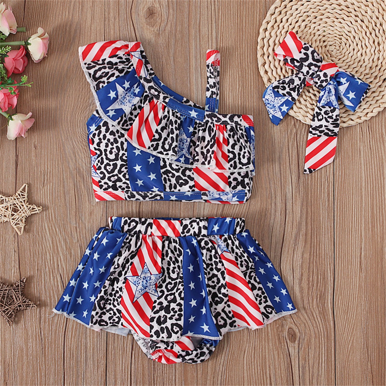 Bathing Suits for Teens Toddler Kids Girls 4Th of July One Shoulder ...