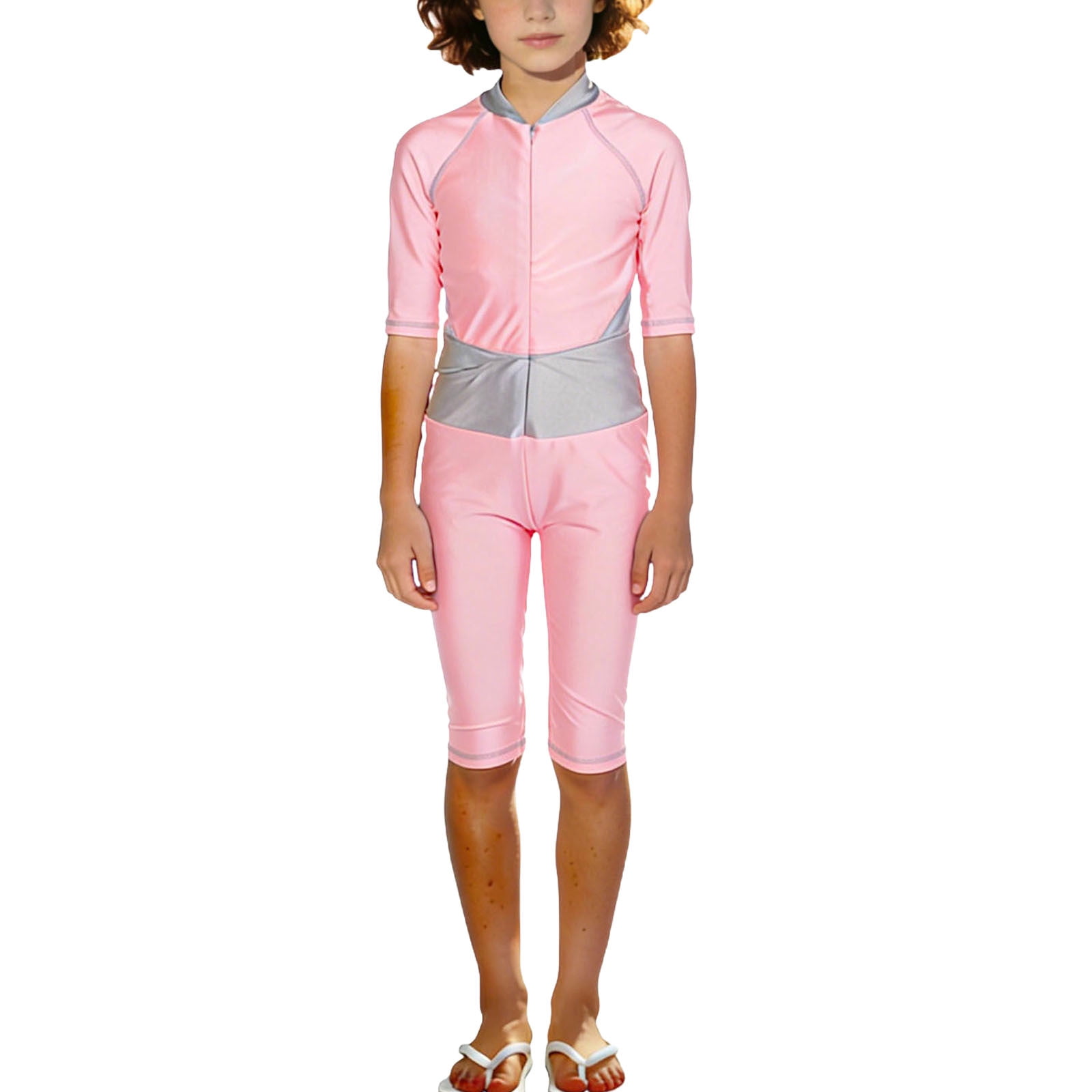 Bathing Suits for Girls Color Block Half Sleeve Surfing Clothes Summe ...