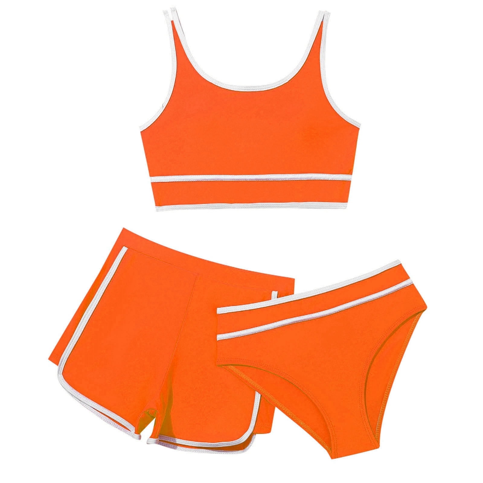 Bathing Suits for Girls Girls' 3 Piece Swimsuit with Shorts Sporty Cute ...