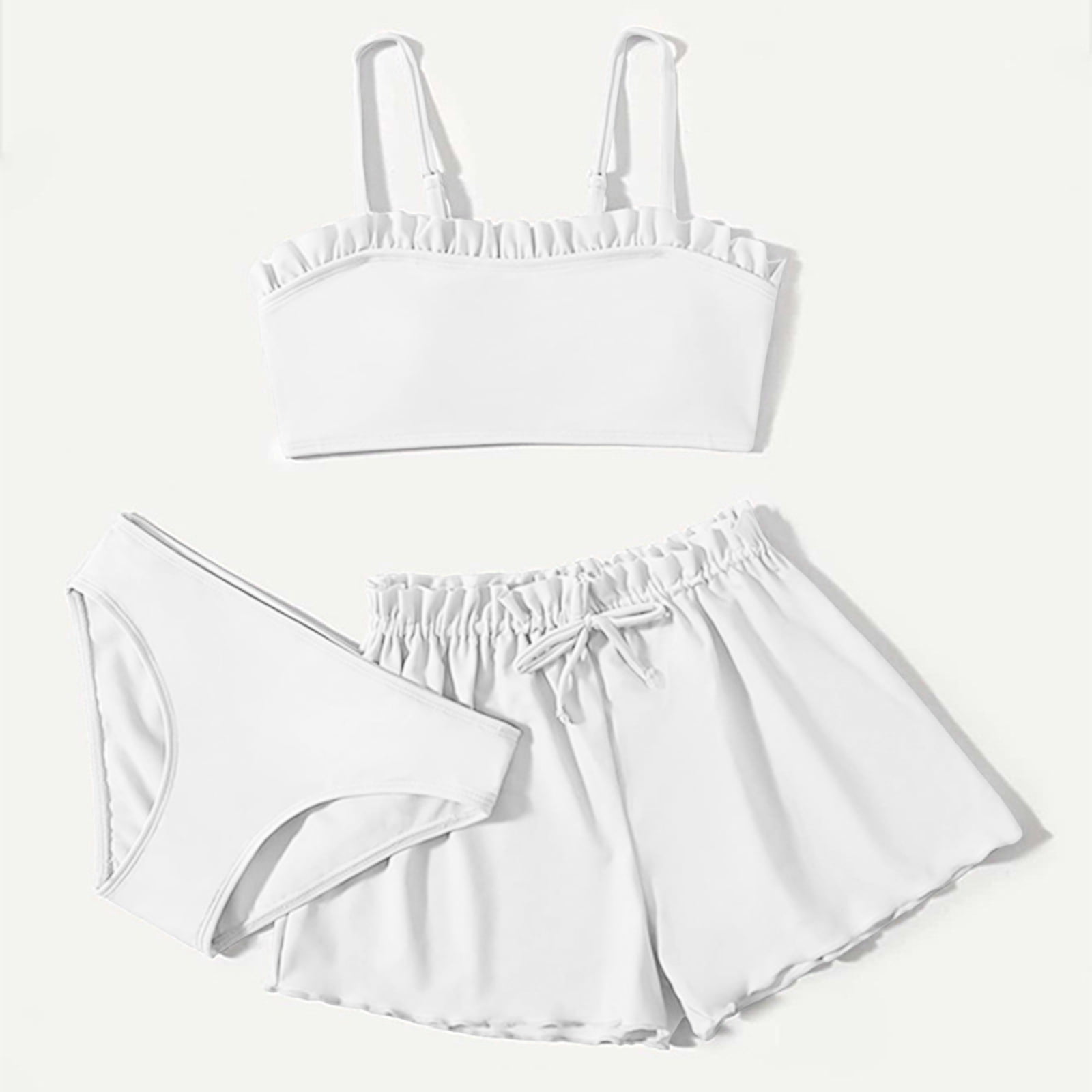 Bathing Suits for Teens 3 Piece Bathing Suit with Shorts Sporty Bikinis ...