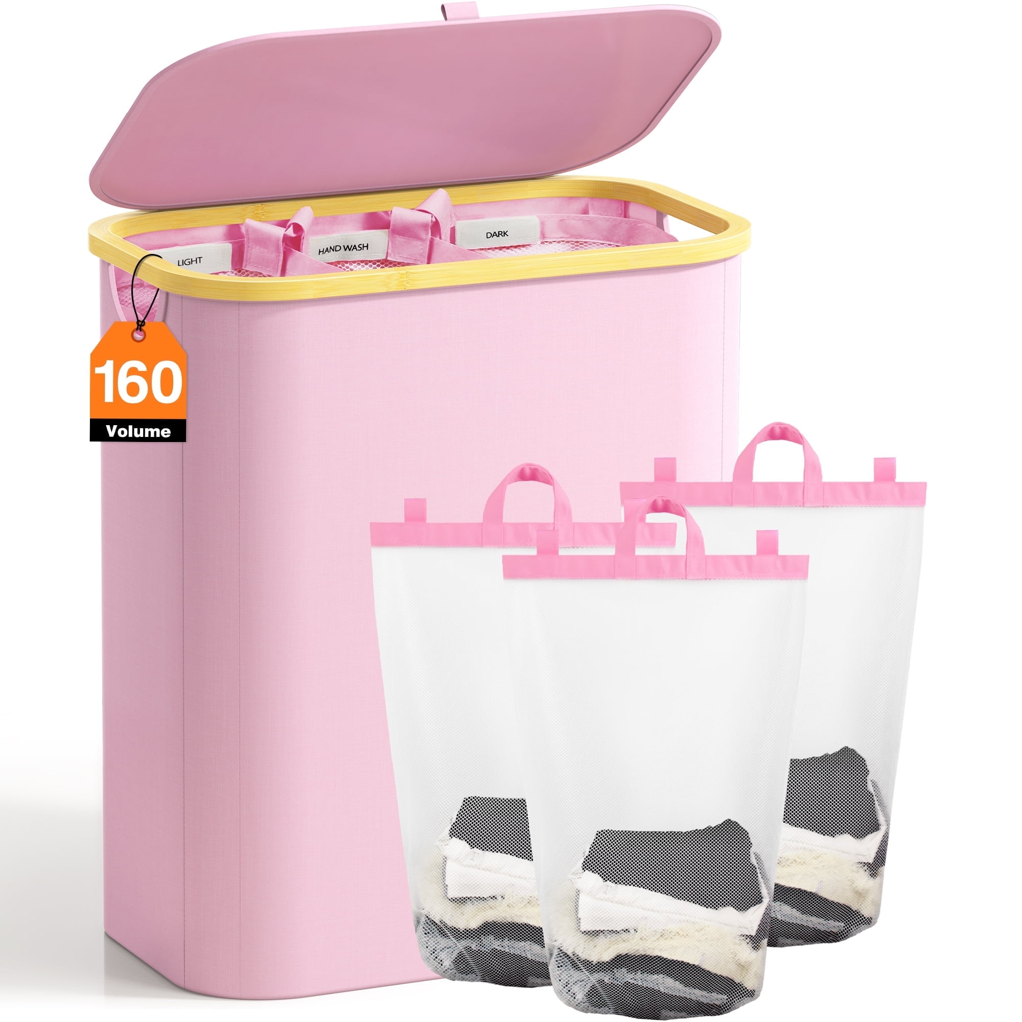 Bathola Hampers for Laundry Basket with Lid, 160L Extra Large 3 Section ...