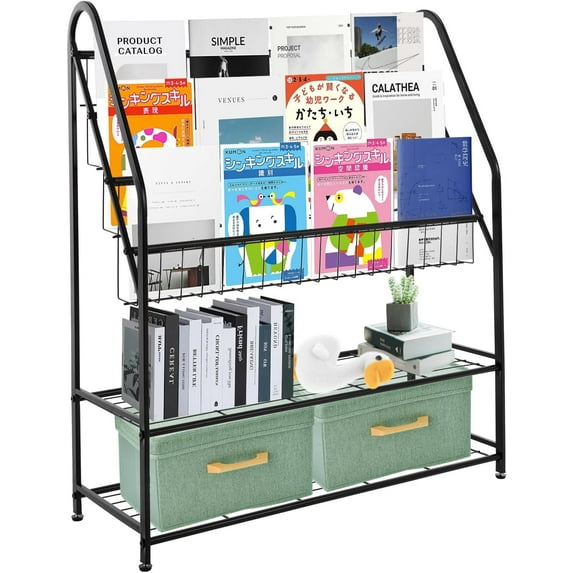 Bathrena Metal Kids Bookshelf, Large Freestanding Bookcase for Children ...