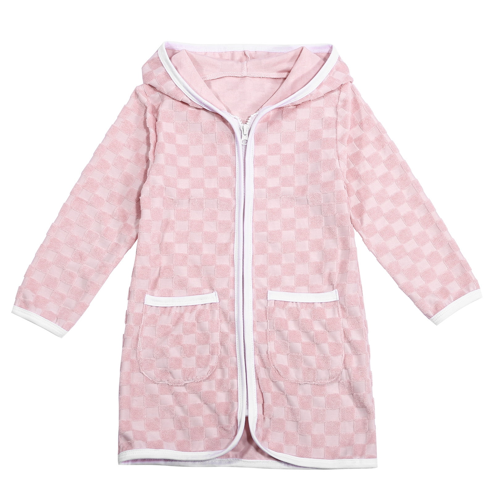 Bathrobe For Girls Boys Swim Cover Up Zip Up Hooded Long Sleeve Coverup ...