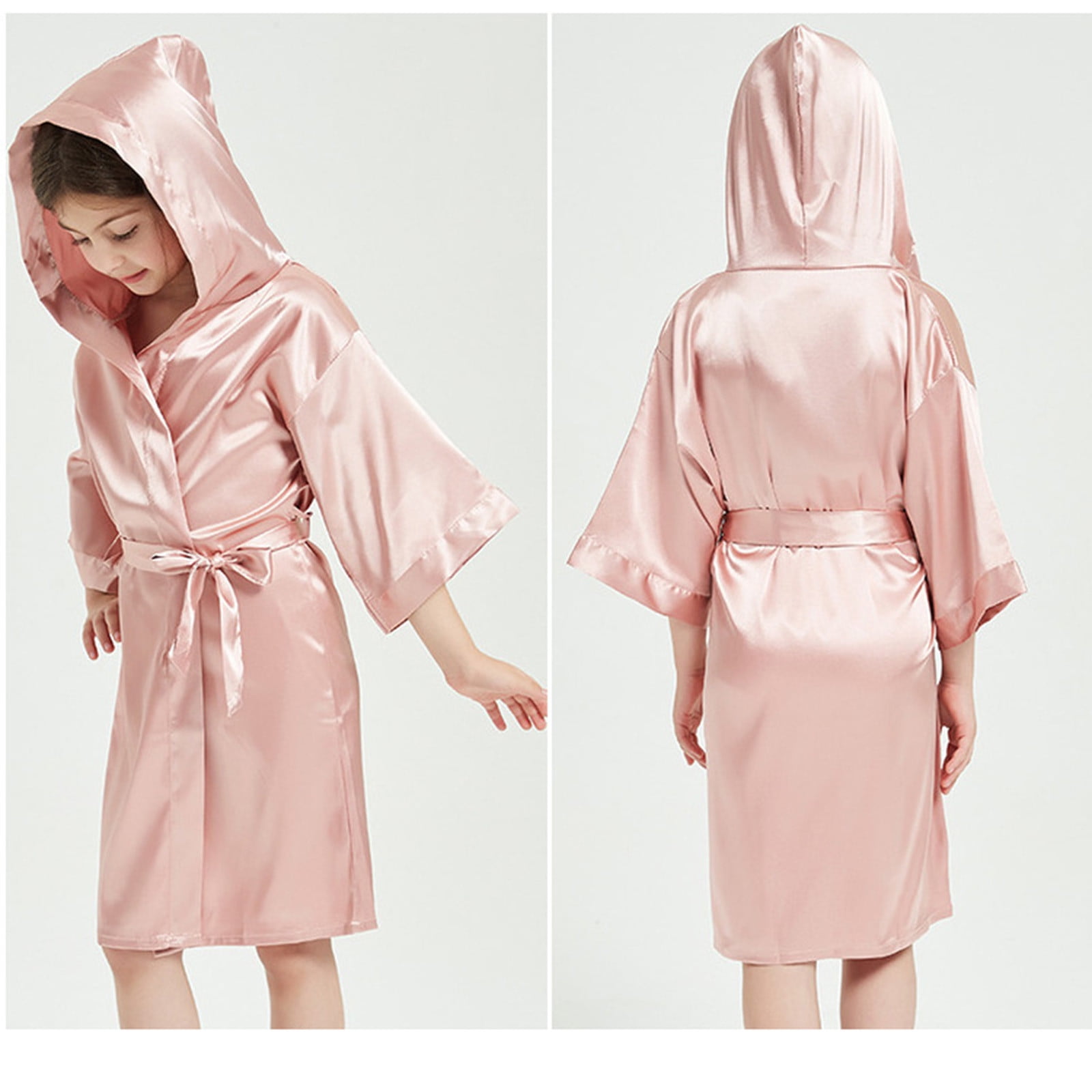 Bathrobe for Girls Toddler Girls Silk Bathrobe with Hooded Kimono Robes ...