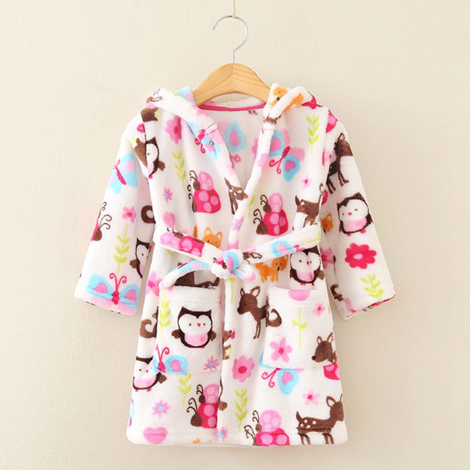 Bathrobe for Girls Toddler Boys Girls Cartoon Robes Hooded Thick Warm ...