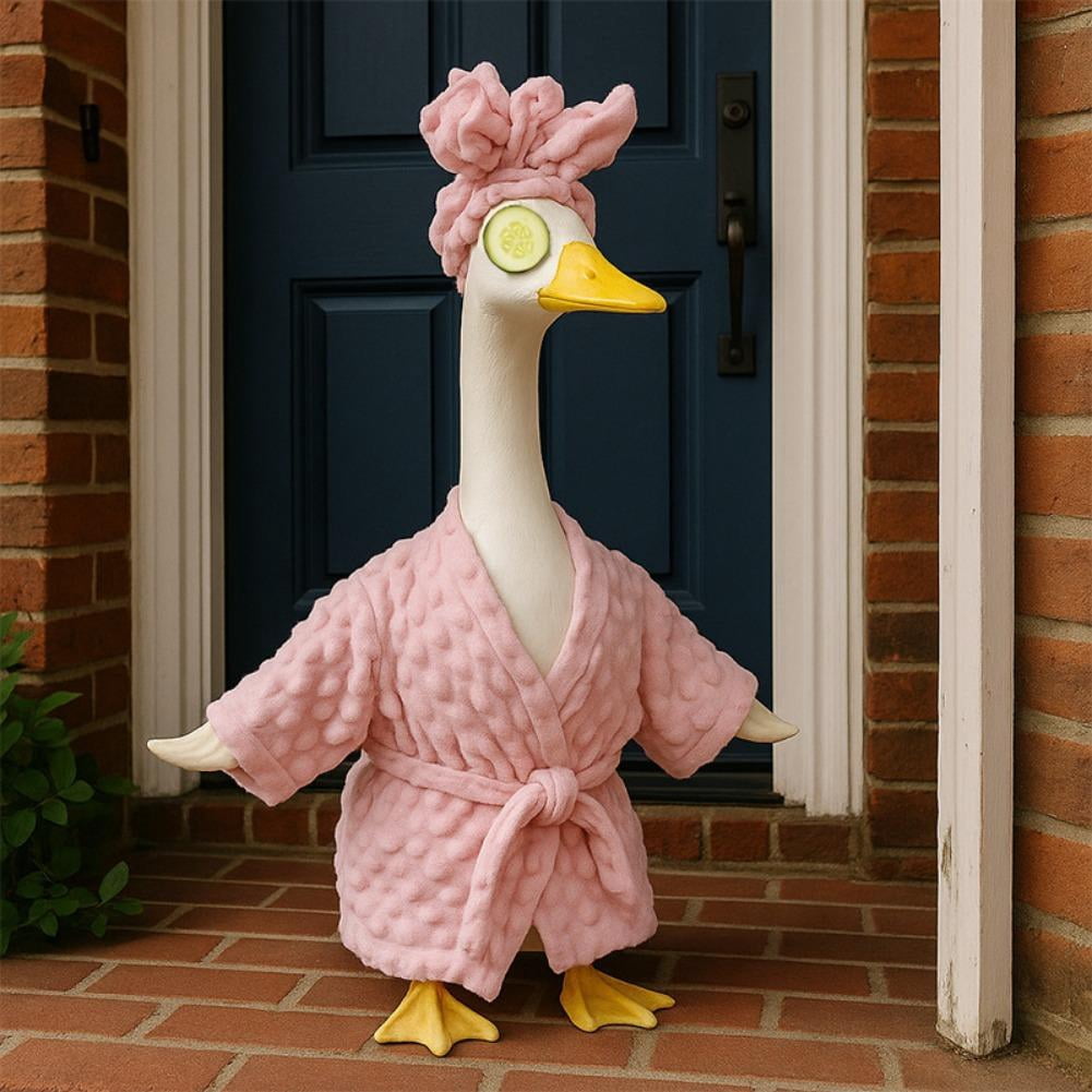 Bathrobe Porch Goose Outfit 23" Pink Spa Goose Clothes with Shower Cap ...