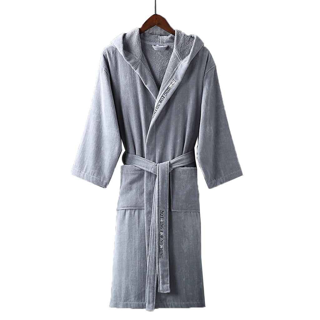 Bathrobe With Hood And Pockets,Robe For Men Terry Cloth 100% Cotton,Spa ...
