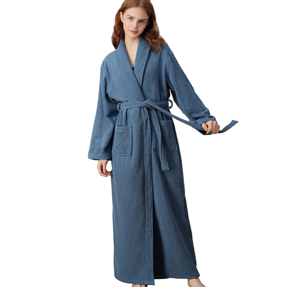 Bathrobe Women Cotton Bath Long Winter Robes Sleeve Nightgowns With ...