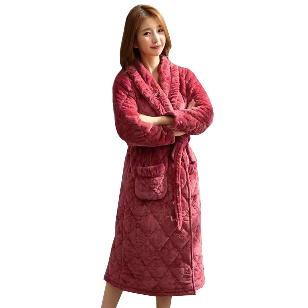 Bathrobes For Women, Soft Long Robes Warm Flannel Nightgowns With ...
