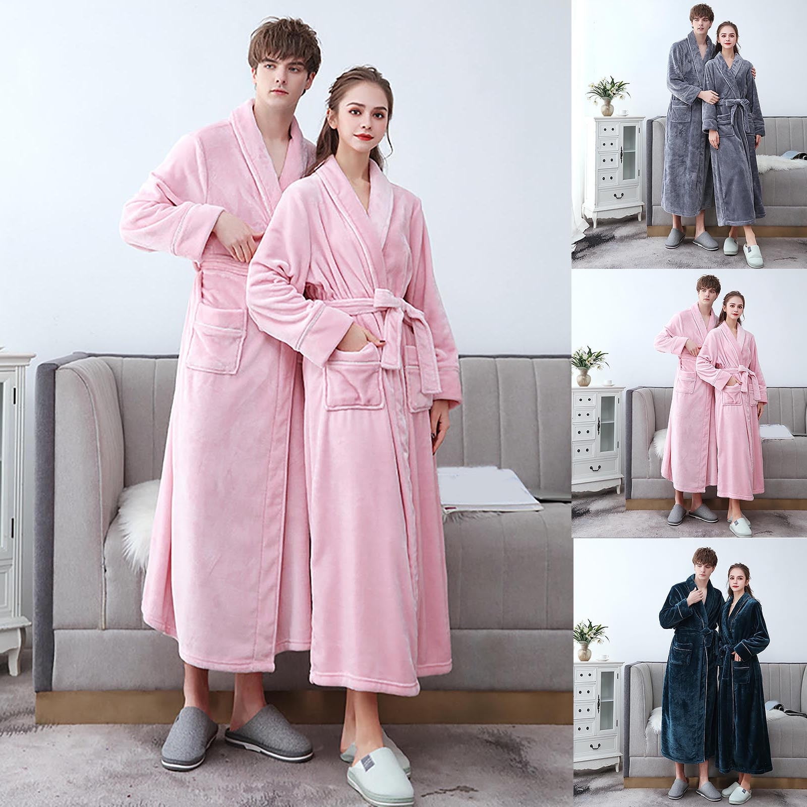 Bathrobes for Women Long Length Cotton His and Hers Robes Flannel Long ...