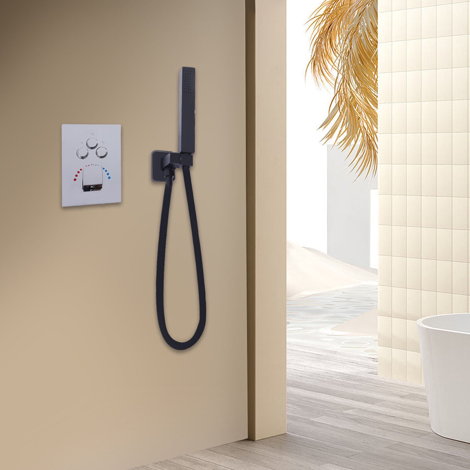 Bathroom 3 Way Outlet Chrome Finish Copper Concealed Thermostatic ...