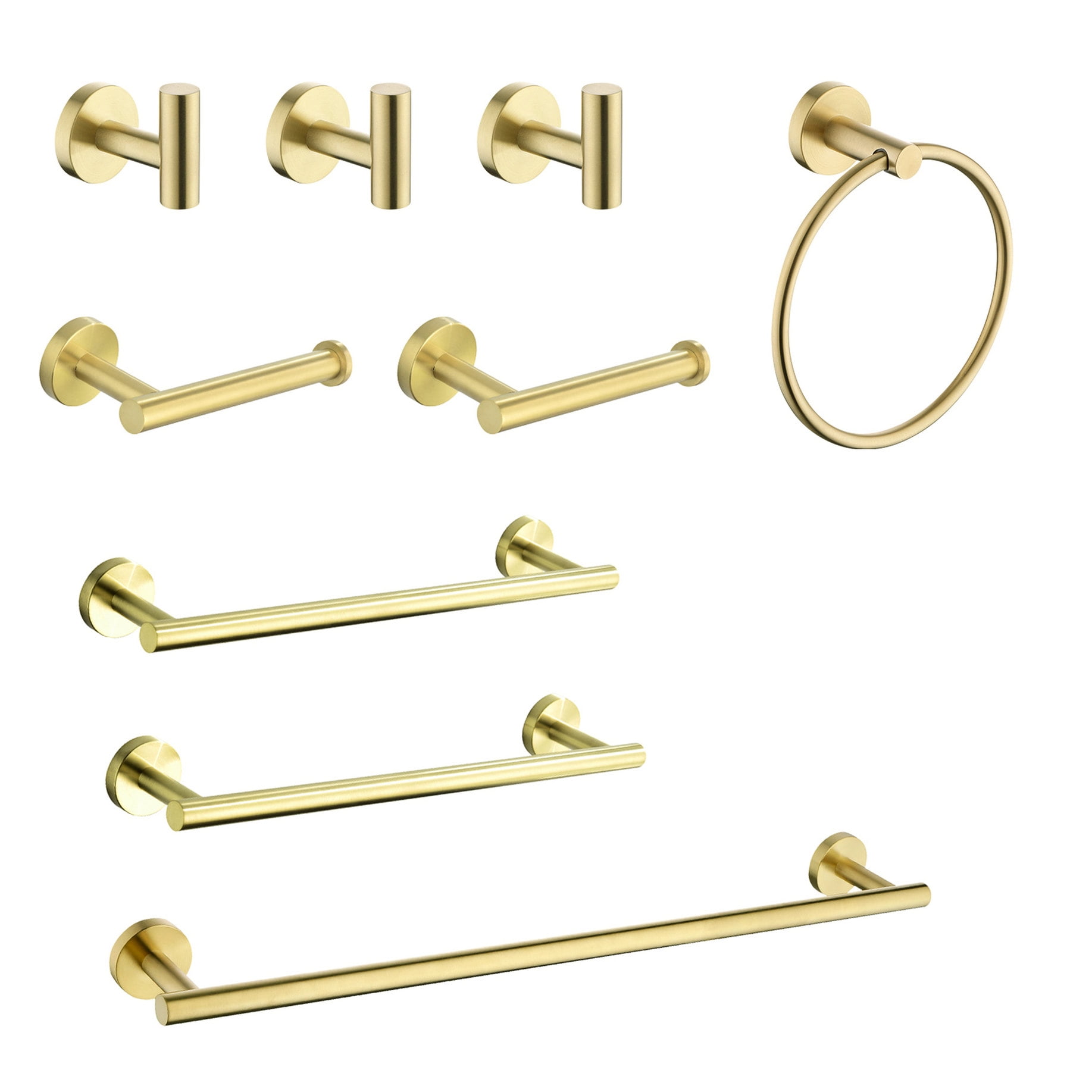 Bathroom 9-Piece Hardware Set | Brushed Gold Finish, Modern Design ...