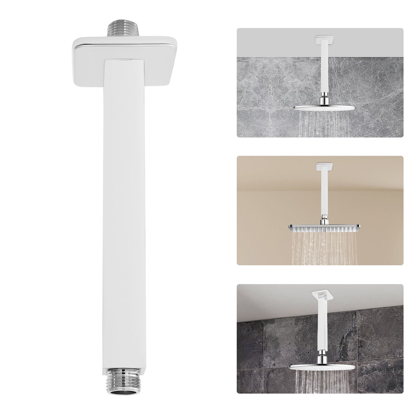 Bathroom 9" Square Ceiling Rain Shower Head Chrome Ceiling Mounted ...