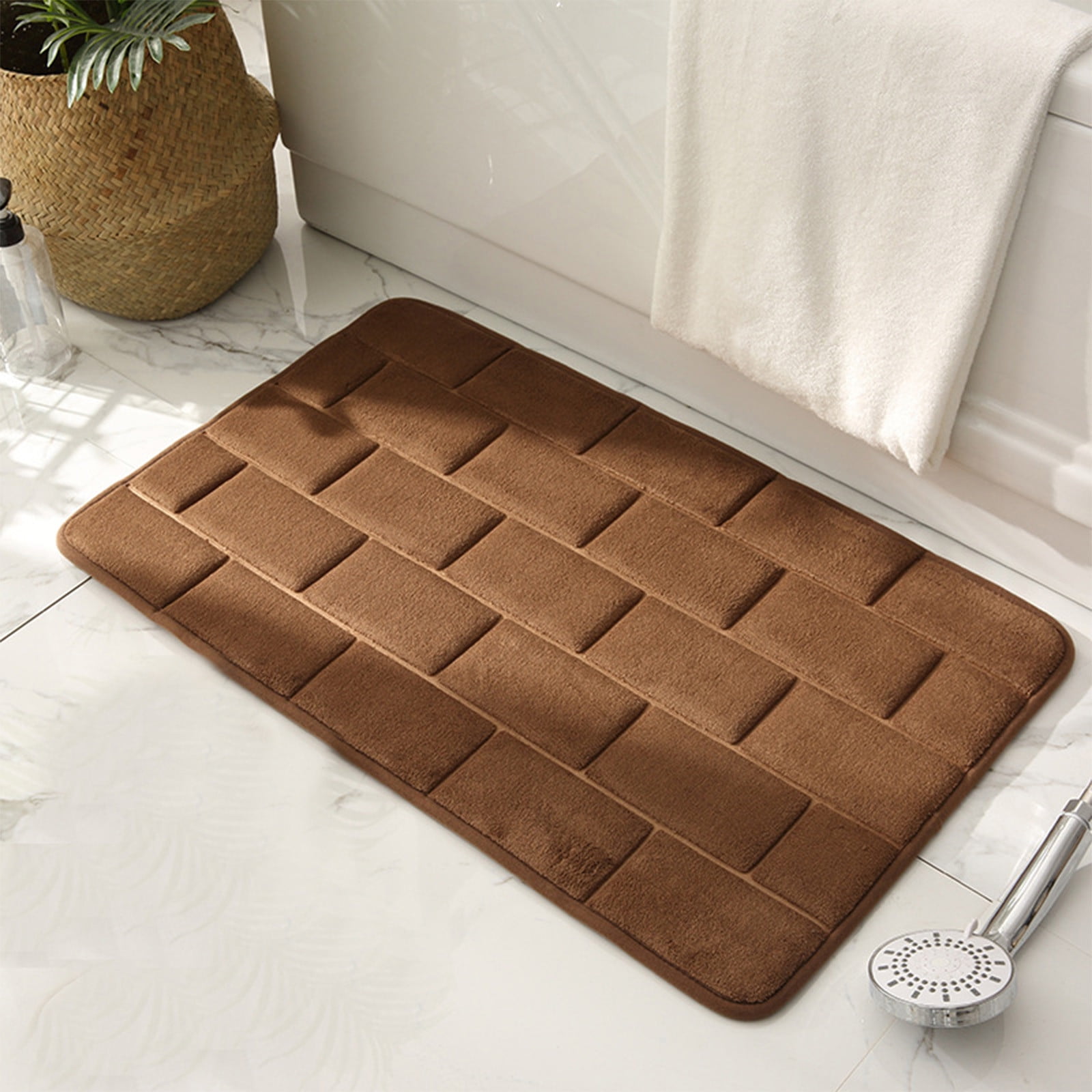 Bathroom Absorbent Non-Slip Door Mat | Thick Foam Cushion Bathtub Rug ...