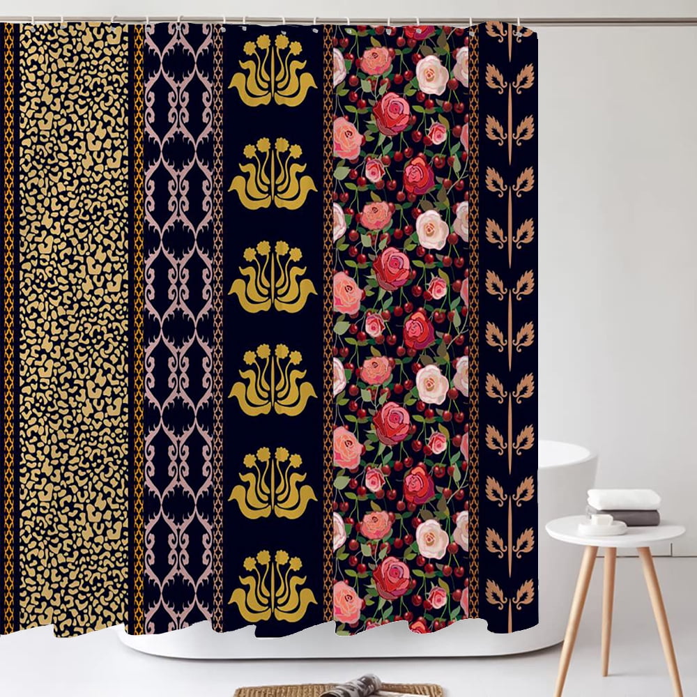 Bathroom Abstract Bohemian Shower Curtain Medieval Nordic Art Boho ...