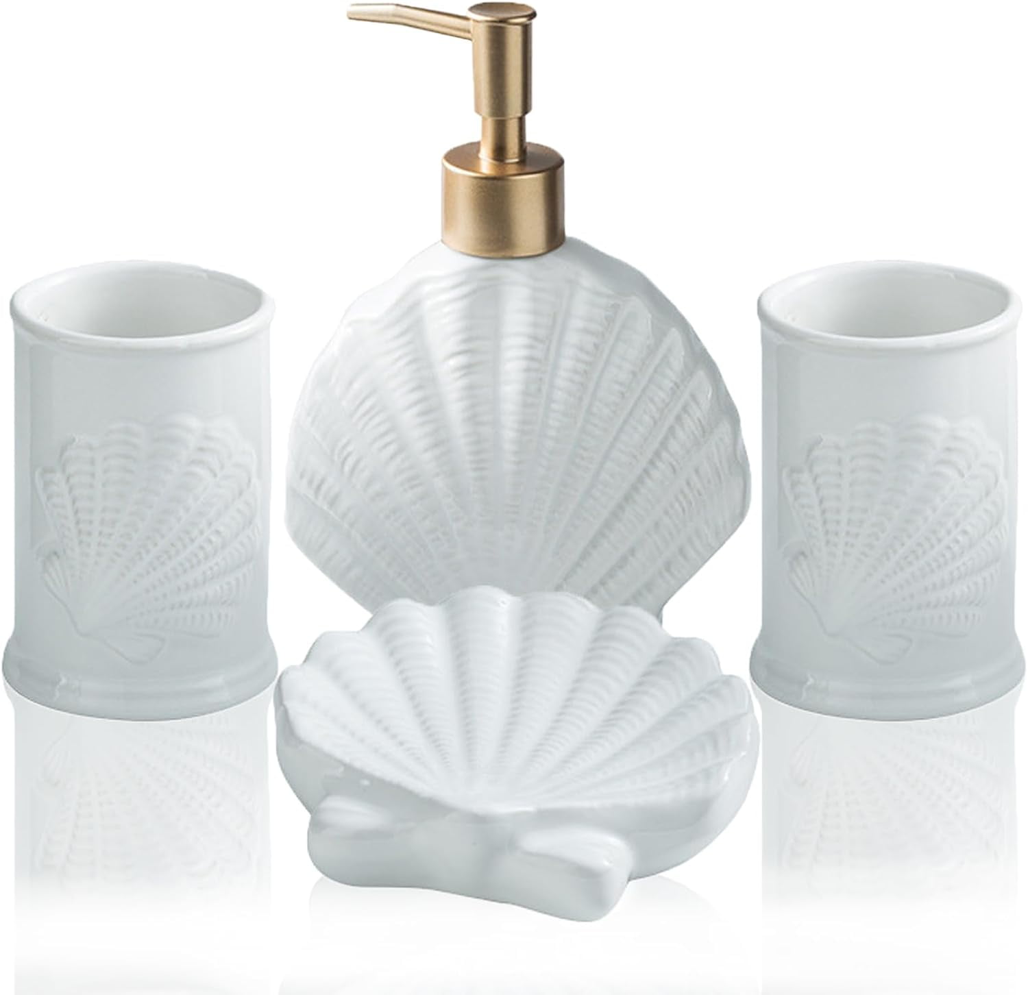 Bathroom Accessories Set, 4 Pcs Beach Starfish Ensemble Sets Ceramic ...