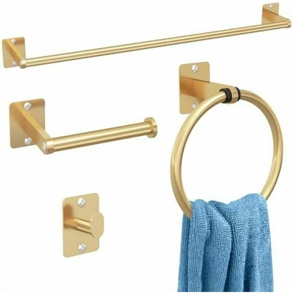 Bathroom Accessories Set, 4 Pieces Gold Bathroom Hardware Set, 24 inch ...