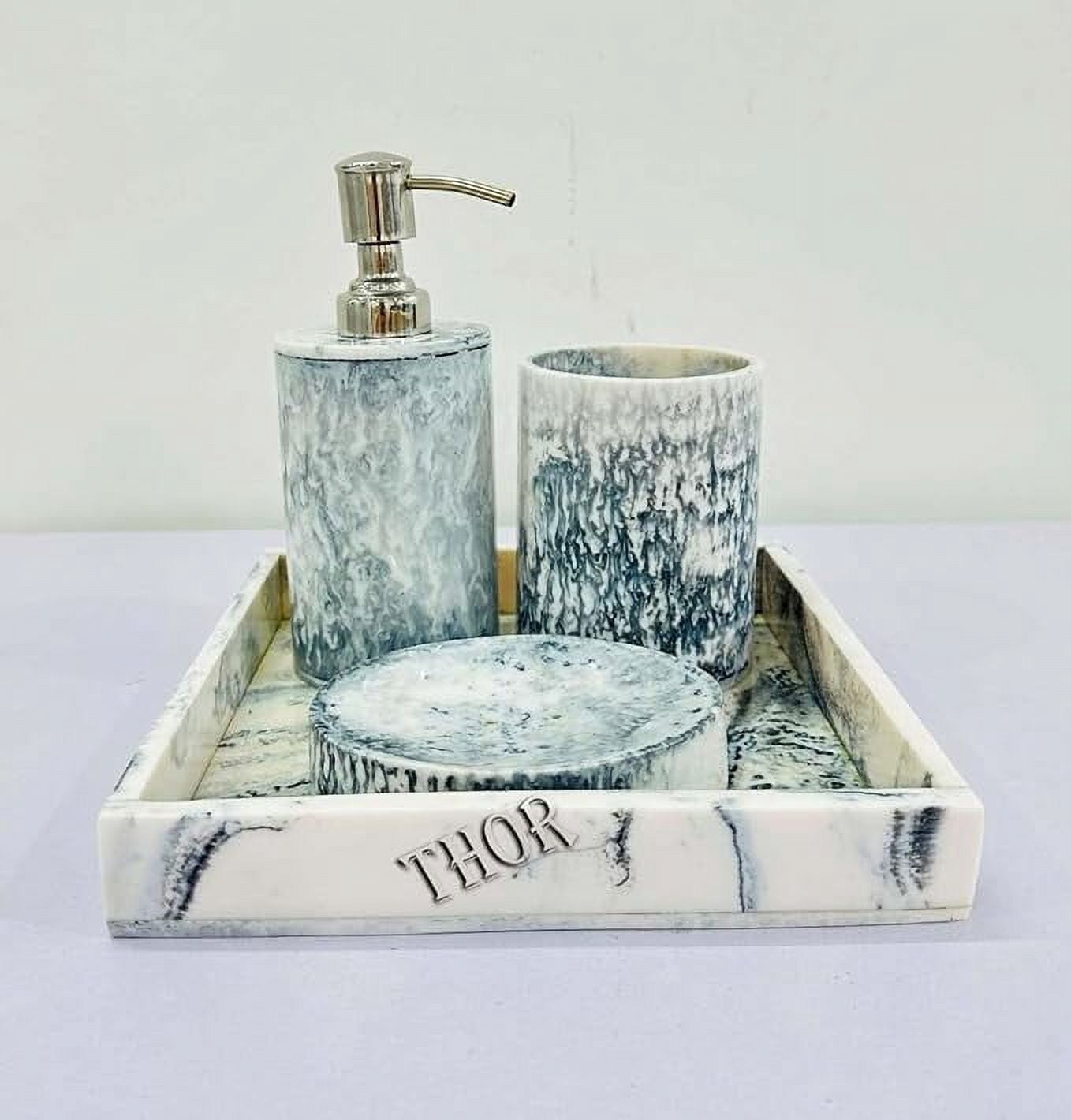 Bathroom Accessories Set 4 Pieces Resin Bathroom Vanity Countertop ...