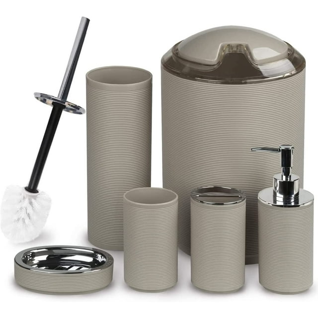 6 Piece Bathroom Set Soap Dispenser Toothbrush Holder Tumbler Soap
