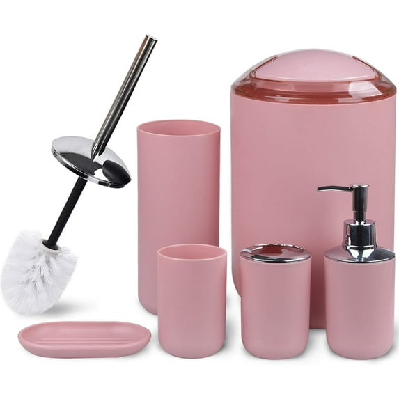 Bathroom Accessories Set 6 Piece Bath Ensemble Includes Soap Dispenser ...