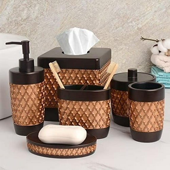 Bathroom Accessories Set - 6-Piece Modern Bathroom Decor, Countertop ...