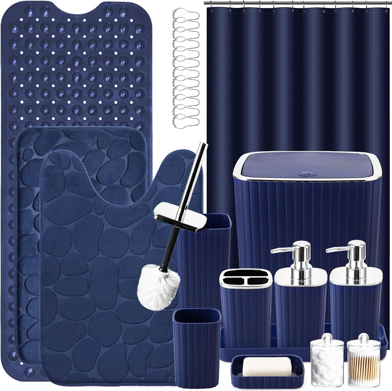 Bathroom Accessories Set - Gorgeous Bathroom Set, 10PC Black Bathroom ...