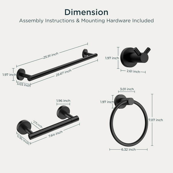 Bathroom Accessories Set, SUS304 Stainless Steel 24 Inch Towel Bar Set ...