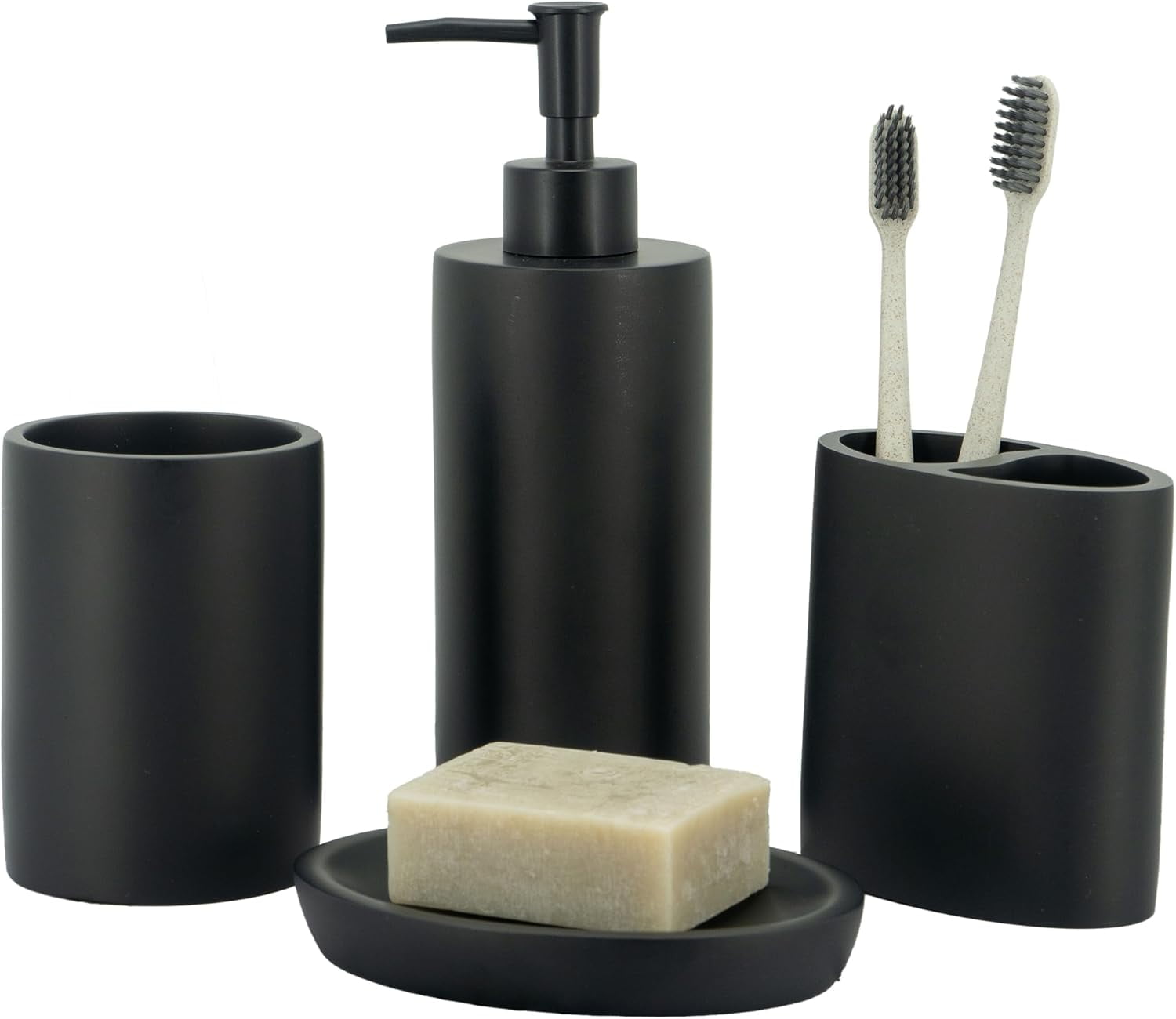 Bathroom Accessory Set, 4 Pcs Matte Black Bathroom Vanity Countertop ...