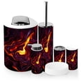 Bathroom Accessory Set 6 Piece with Abstract Flame Fire Red Yellow ...