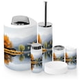 Bathroom Accessory Set 6 Piece with Autumn Landscape Fall Trees Lake ...