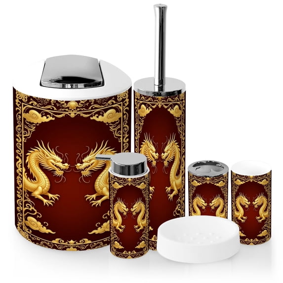 Bathroom Accessory Set 6 Piece with Chinese dragon very artistic ...