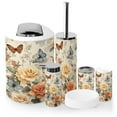 Bathroom Accessory Set 6 Piece with Floral Roses Butterflies Soft ...
