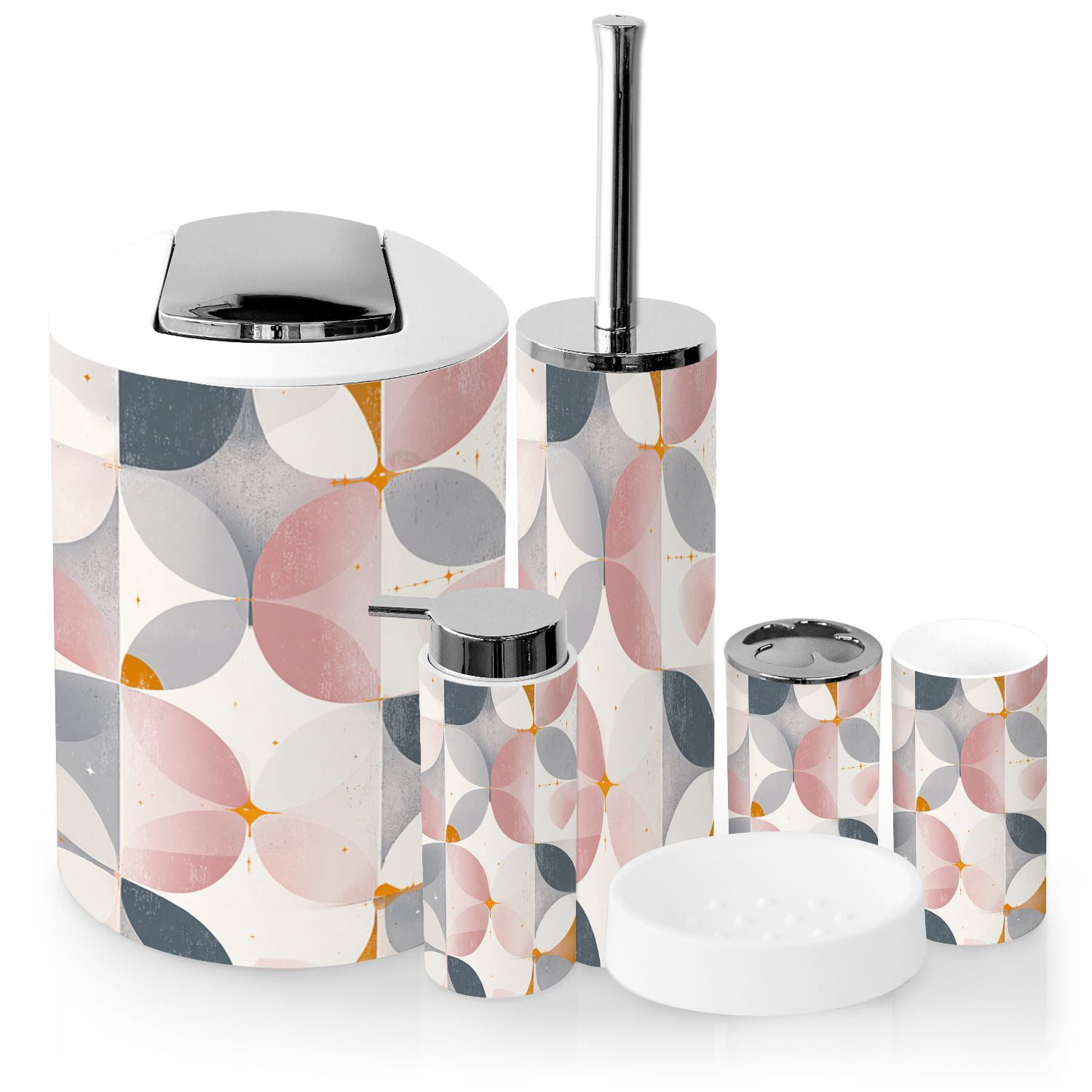 Bathroom Accessory Set 6 Piece with Mid Century Vintage Modern Retro ...